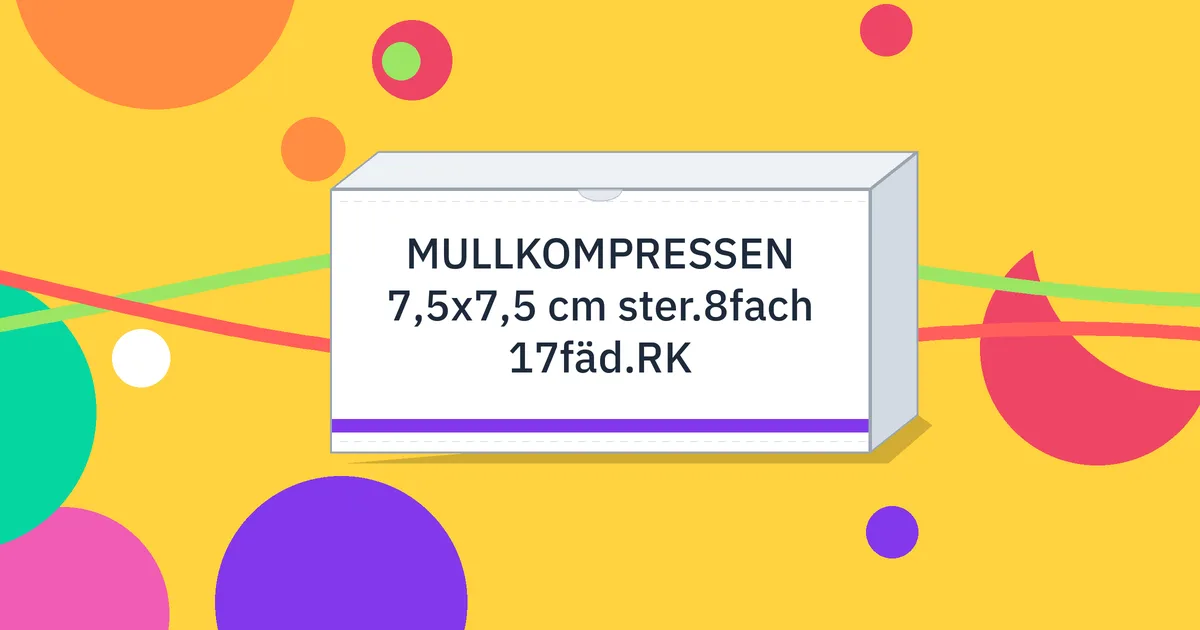 Symbolbild: Packung mit der Aufschrift MULLKOMPRESSEN 7,5x7,5 cm ster.8fach 17fäd.RK (PZN 06929300) – Verfügbarkeit und Bezug in Apotheken in Frankfurt am Main