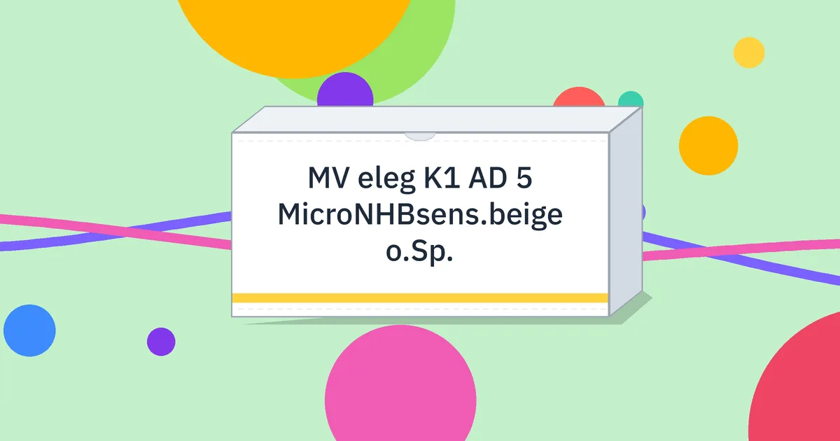 Symbolbild: Packung mit der Aufschrift MV eleg K1 AD 5 MicroNHBsens.beige o.Sp. (PZN 15669909) – Verfügbarkeit und Bezug in Apotheken in Frankfurt am Main