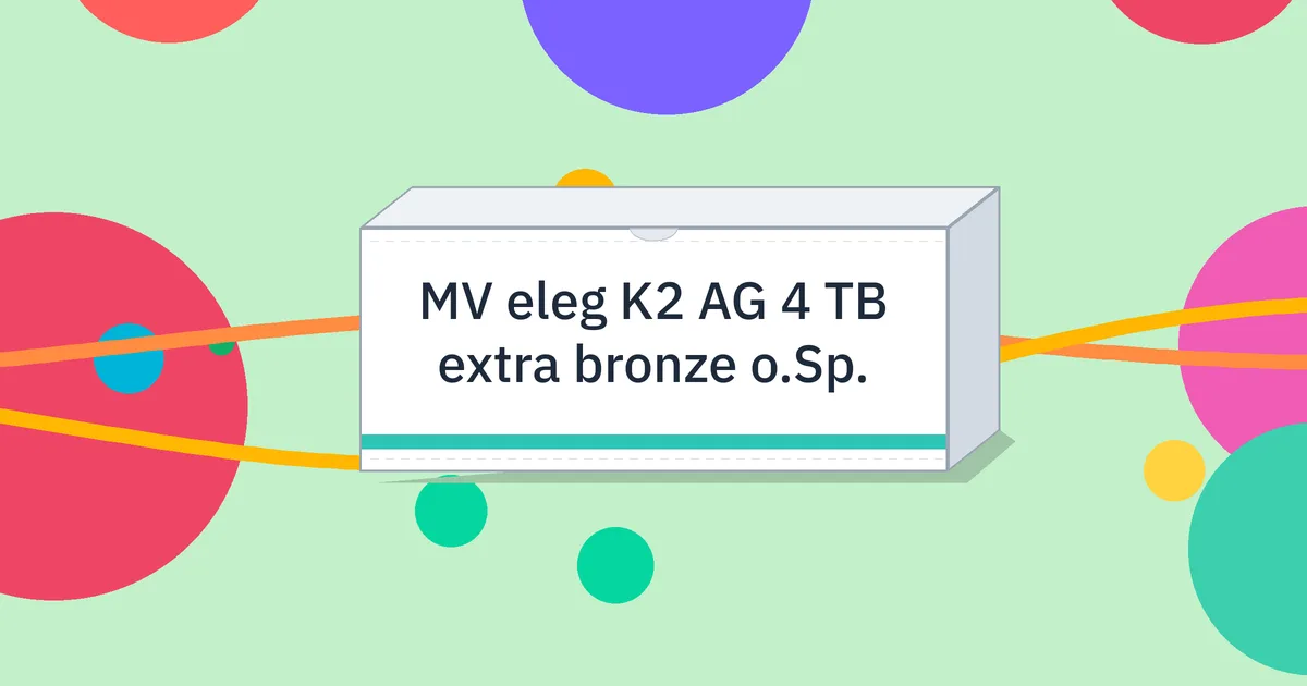 Symbolbild: Packung mit der Aufschrift MV eleg K2 AG 4 TB extra bronze o.Sp. (PZN 14718511) – Verfügbarkeit und Bezug in Apotheken in Frankfurt am Main