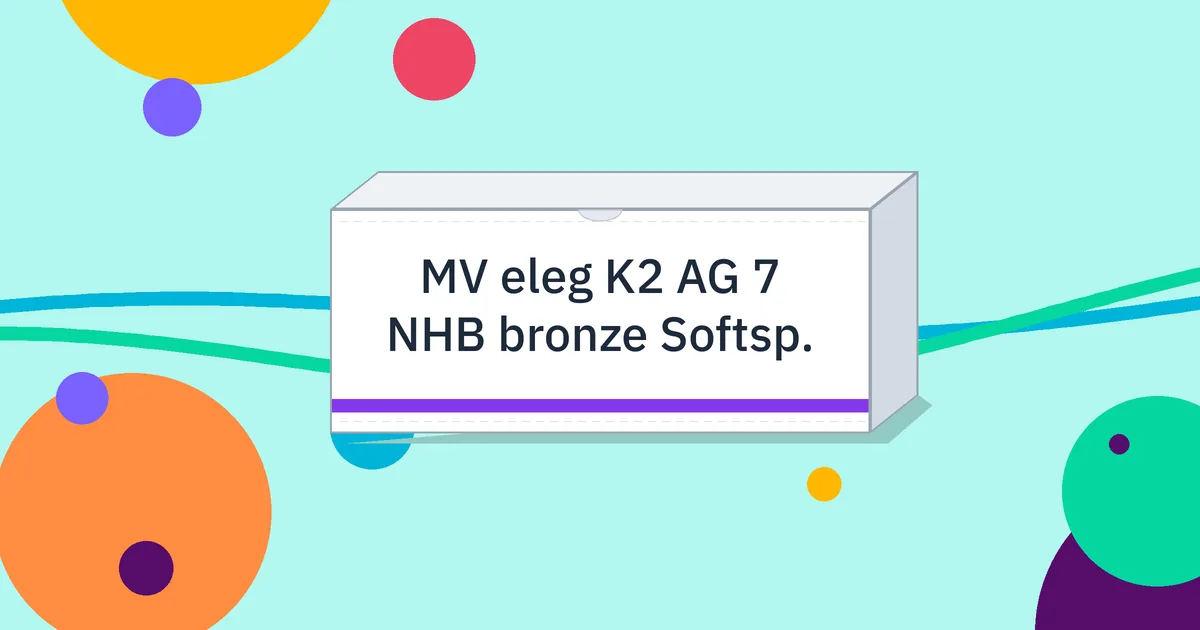 Symbolbild: Packung mit der Aufschrift MV eleg K2 AG 7 NHB bronze Softsp. (PZN 15730750) – Verfügbarkeit und Bezug in Apotheken in Frankfurt am Main