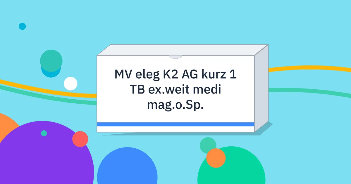 Symbolbild: Packung mit der Aufschrift MV eleg K2 AG kurz 1 TB ex.weit medi mag.o.Sp. (PZN 14637178) – Verfügbarkeit und Bezug in Apotheken in Frankfurt am Main