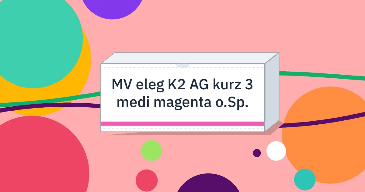 Symbolbild: Packung mit der Aufschrift MV eleg K2 AG kurz 3 medi magenta o.Sp. (PZN 14637729) – Verfügbarkeit und Bezug in Apotheken in Frankfurt am Main