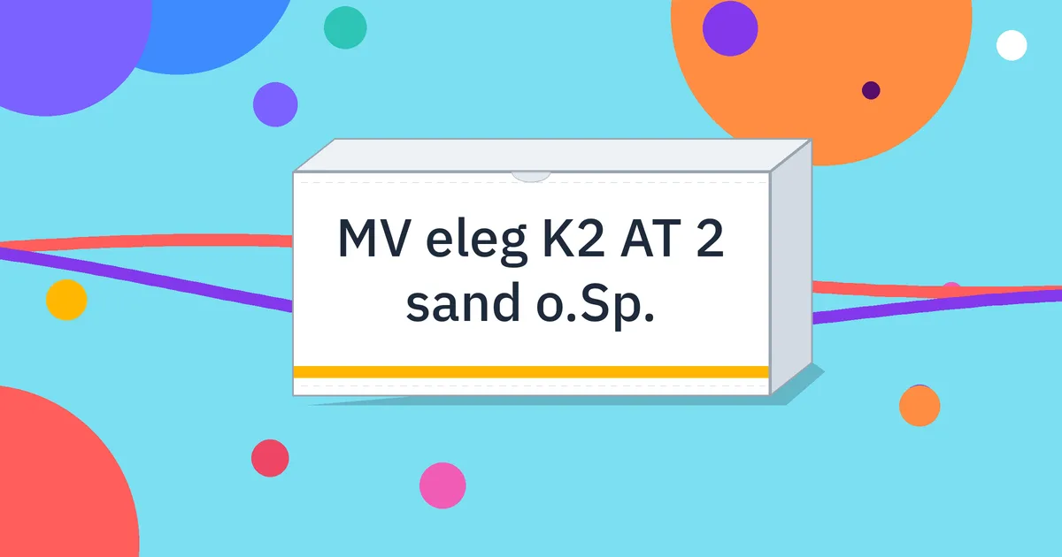 Symbolbild: Packung mit der Aufschrift MV eleg K2 AT 2 sand o.Sp. (PZN 18922763) – Verfügbarkeit und Bezug in Apotheken in Frankfurt am Main