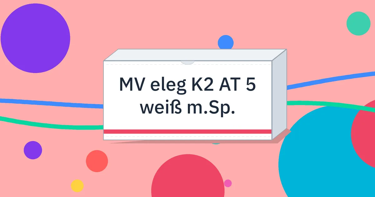 Symbolbild: Packung mit der Aufschrift MV eleg K2 AT 5 weiß m.Sp. (PZN 00312030) – Verfügbarkeit und Bezug in Apotheken in Frankfurt am Main