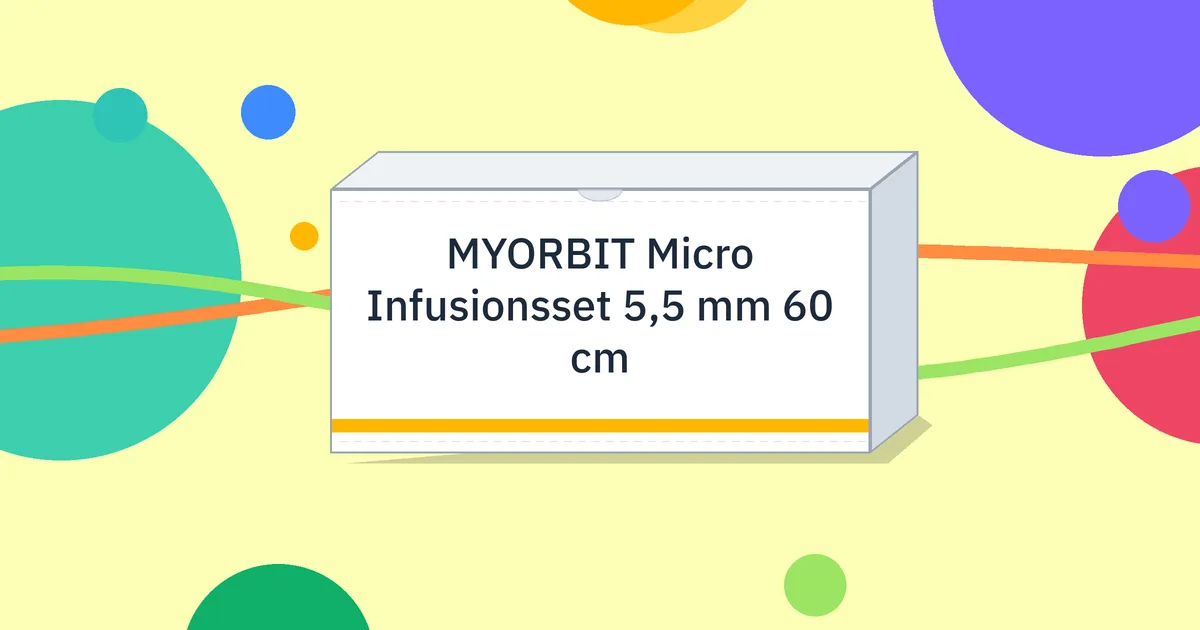 Symbolbild: Packung mit der Aufschrift MYORBIT Micro Infusionsset 5,5 mm 60 cm (PZN 20294802) – Verfügbarkeit und Bezug in Apotheken in Frankfurt am Main