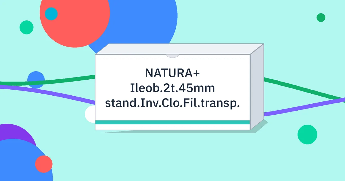 Symbolbild: Packung mit der Aufschrift NATURA+ Ileob.2t.45mm stand.Inv.Clo.Fil.transp. (PZN 20941644) – Verfügbarkeit und Bezug in Apotheken in Frankfurt am Main