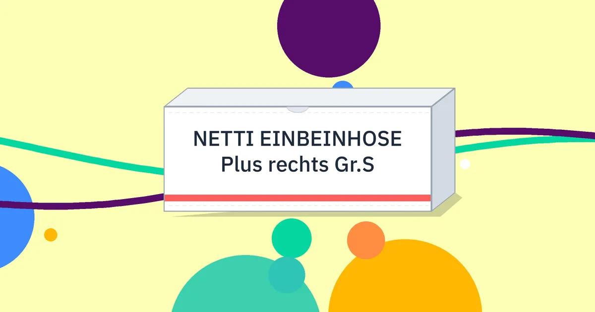 Symbolbild: Packung mit der Aufschrift NETTI EINBEINHOSE Plus rechts Gr.S (PZN 05517831) – Verfügbarkeit und Bezug in Apotheken in Frankfurt am Main
