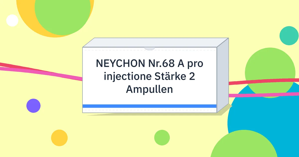 Symbolbild: Packung mit der Aufschrift NEYCHON Nr.68 A pro injectione Stärke 2 Ampullen (PZN 05700050) – Verfügbarkeit und Bezug in Apotheken in Frankfurt am Main