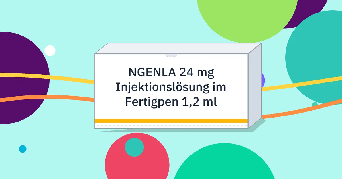 Symbolbild: Packung mit der Aufschrift NGENLA 24 mg Injektionslösung im Fertigpen 1,2 ml (PZN 19230903) – Verfügbarkeit und Bezug in Apotheken in Frankfurt am Main