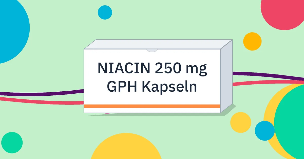 Symbolbild: Packung mit der Aufschrift NIACIN 250 mg GPH Kapseln (PZN 13578315) – Verfügbarkeit und Bezug in Apotheken in Frankfurt am Main