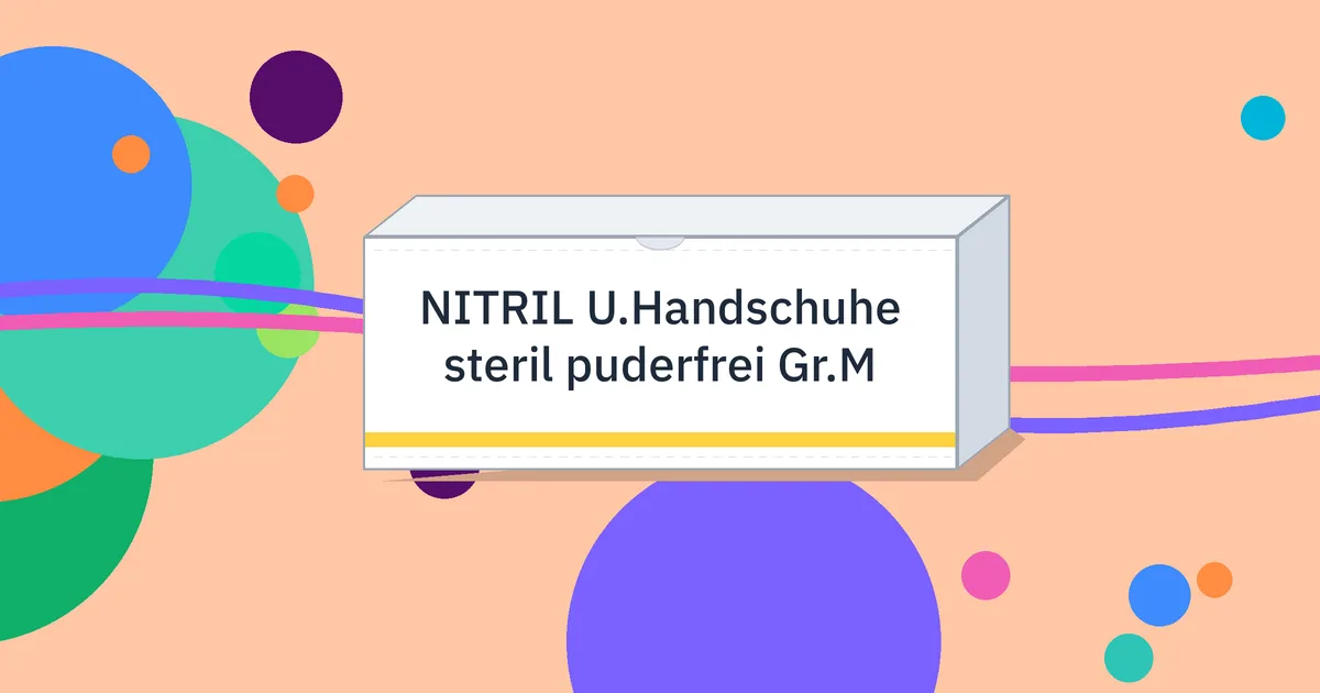 Symbolbild: Packung mit der Aufschrift NITRIL U.Handschuhe steril puderfrei Gr.M (PZN 09635438) – Verfügbarkeit und Bezug in Apotheken in Frankfurt am Main