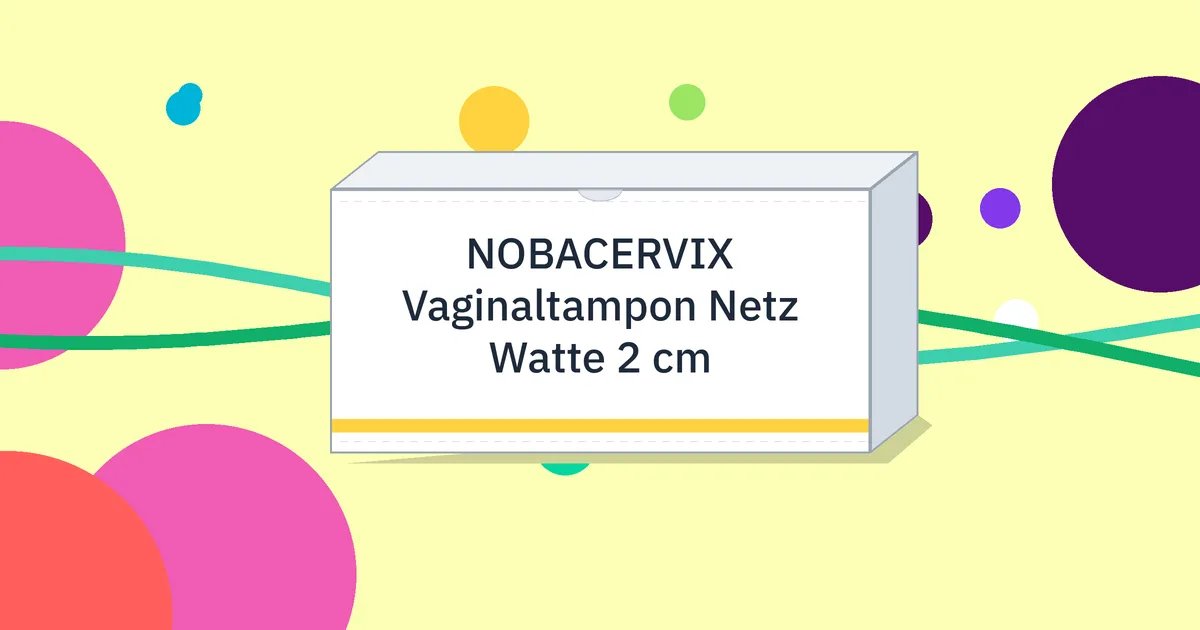 Symbolbild: Packung mit der Aufschrift NOBACERVIX Vaginaltampon Netz Watte 2 cm (PZN 07349958) – Verfügbarkeit und Bezug in Apotheken in Frankfurt am Main