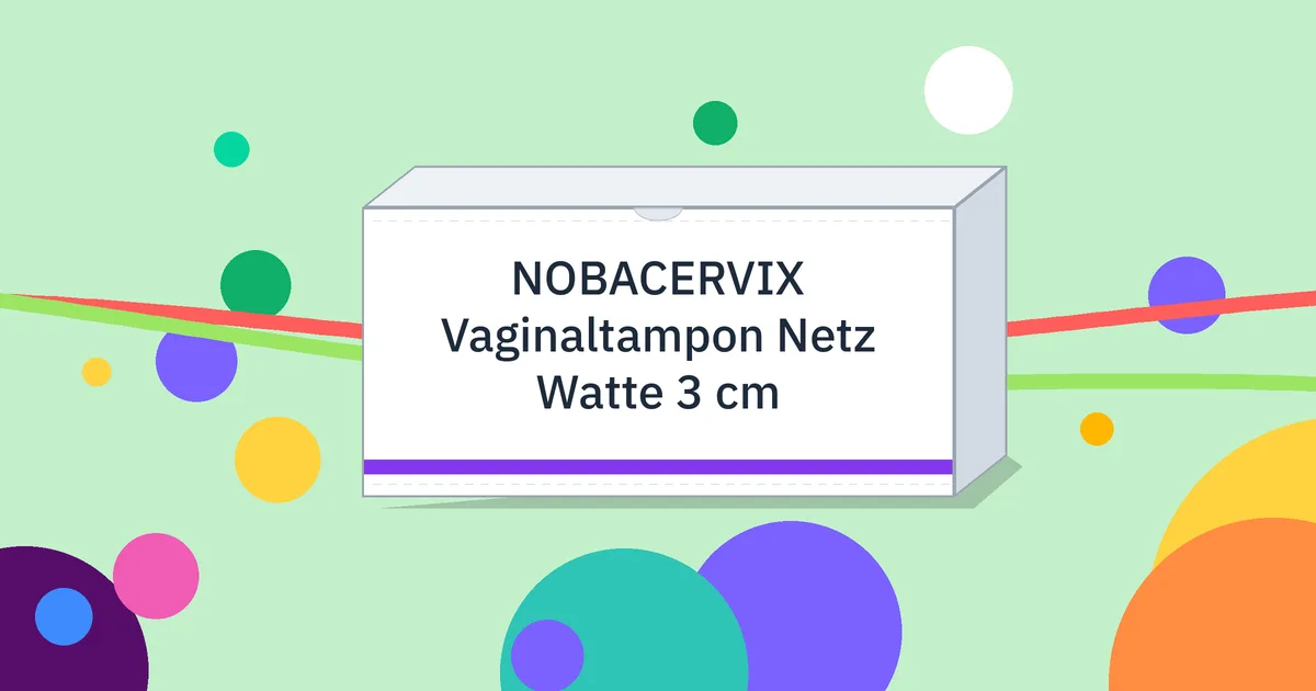 Symbolbild: Packung mit der Aufschrift NOBACERVIX Vaginaltampon Netz Watte 3 cm (PZN 16027768) – Verfügbarkeit und Bezug in Apotheken in Frankfurt am Main