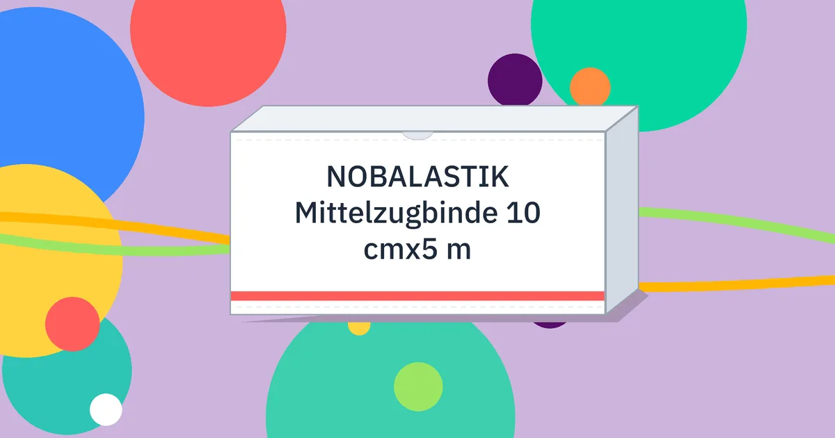 Symbolbild: Packung mit der Aufschrift NOBALASTIK Mittelzugbinde 10 cmx5 m (PZN 07096109) – Verfügbarkeit und Bezug in Apotheken in Frankfurt am Main