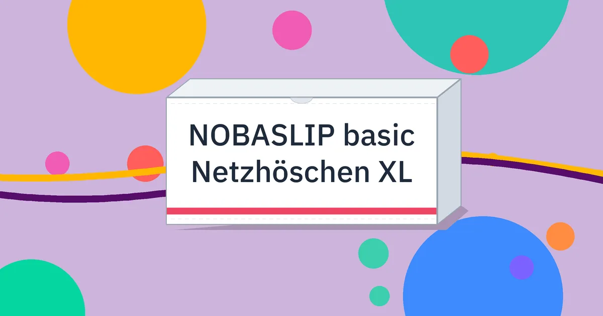 Symbolbild: Packung mit der Aufschrift NOBASLIP basic Netzhöschen XL (PZN 16259467) – Verfügbarkeit und Bezug in Apotheken in Frankfurt am Main