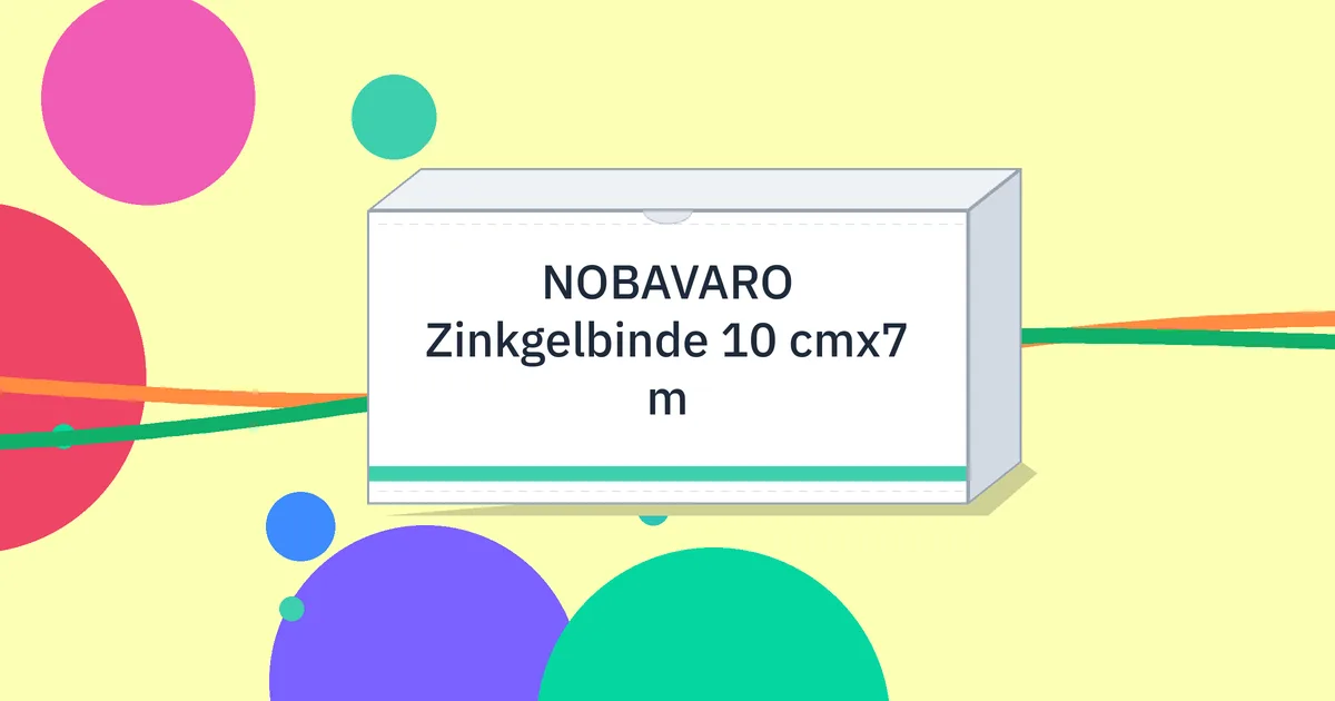 Symbolbild: Packung mit der Aufschrift NOBAVARO Zinkgelbinde 10 cmx7 m (PZN 07097161) – Verfügbarkeit und Bezug in Apotheken in Frankfurt am Main
