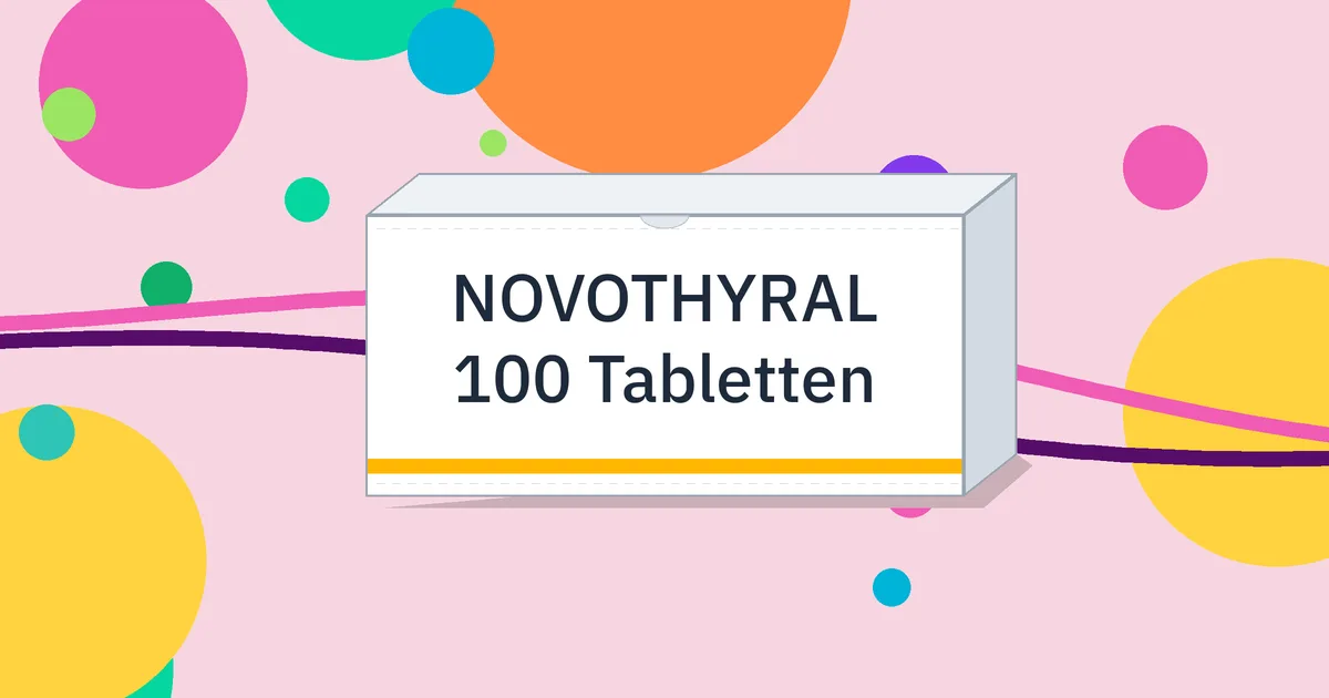 Symbolbild: Packung mit der Aufschrift NOVOTHYRAL 100 Tabletten (PZN 01525360) – Verfügbarkeit und Bezug in Apotheken in Frankfurt am Main