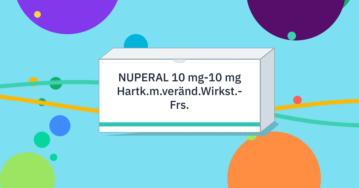 Symbolbild: Packung mit der Aufschrift NUPERAL 10 mg-10 mg Hartk.m.veränd.Wirkst.-Frs. (PZN 20390144) – Verfügbarkeit und Bezug in Apotheken in Frankfurt am Main