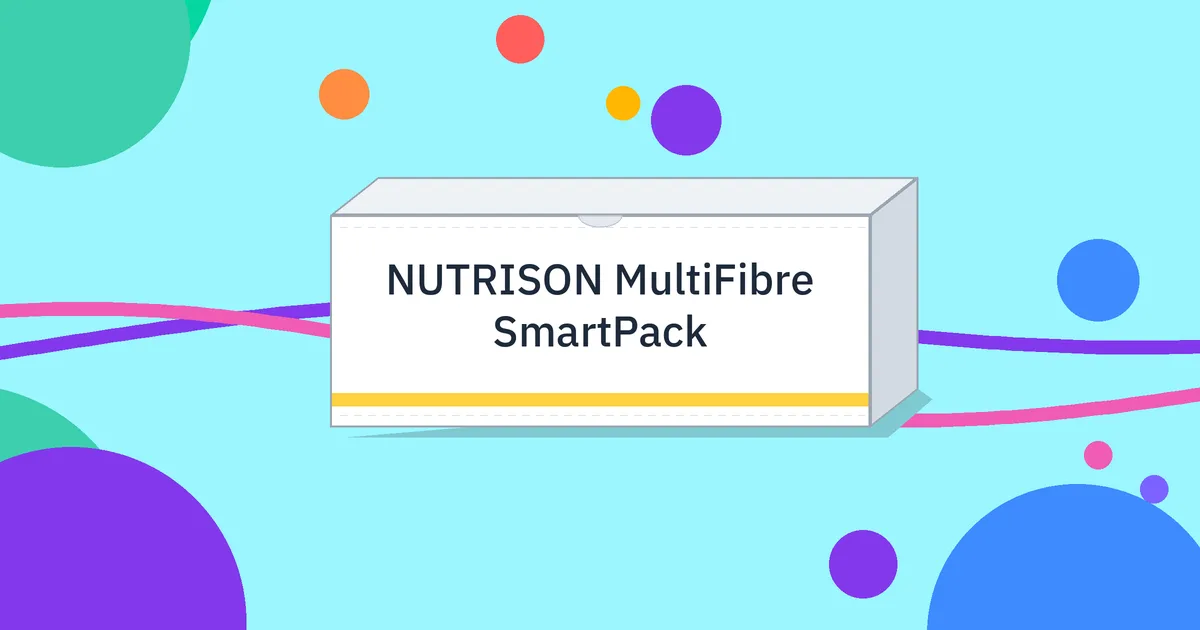 Symbolbild: Packung mit der Aufschrift NUTRISON MultiFibre SmartPack (PZN 14132260) – Verfügbarkeit und Bezug in Apotheken in Frankfurt am Main