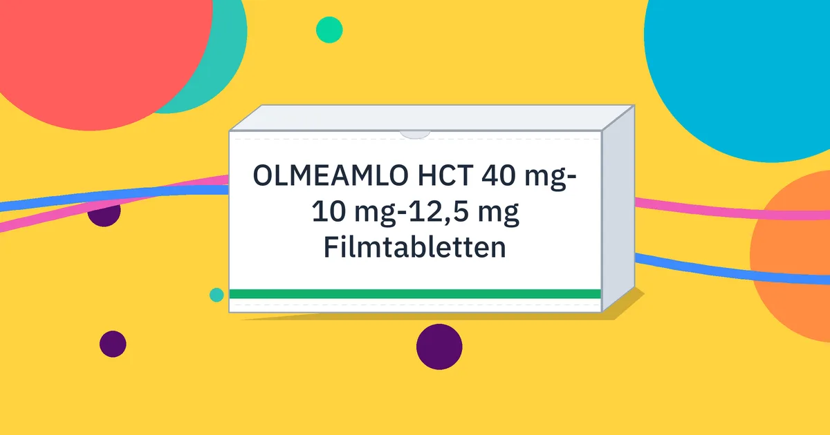 Symbolbild: Packung mit der Aufschrift OLMEAMLO HCT 40 mg-10 mg-12,5 mg Filmtabletten (PZN 16784676) – Verfügbarkeit und Bezug in Apotheken in Frankfurt am Main