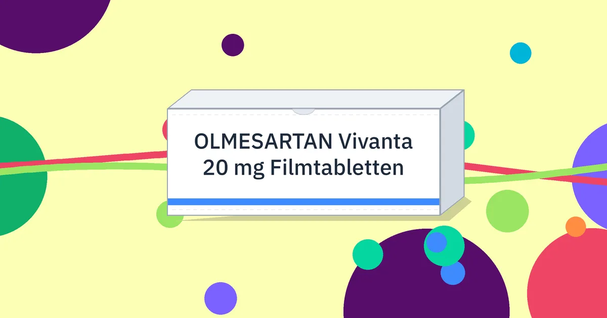Symbolbild: Packung mit der Aufschrift OLMESARTAN Vivanta 20 mg Filmtabletten (PZN 19829497) – Verfügbarkeit und Bezug in Apotheken in Frankfurt am Main