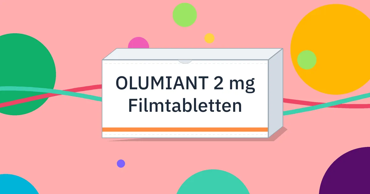 Symbolbild: Packung mit der Aufschrift OLUMIANT 2 mg Filmtabletten (PZN 14327590) – Verfügbarkeit und Bezug in Apotheken in Frankfurt am Main