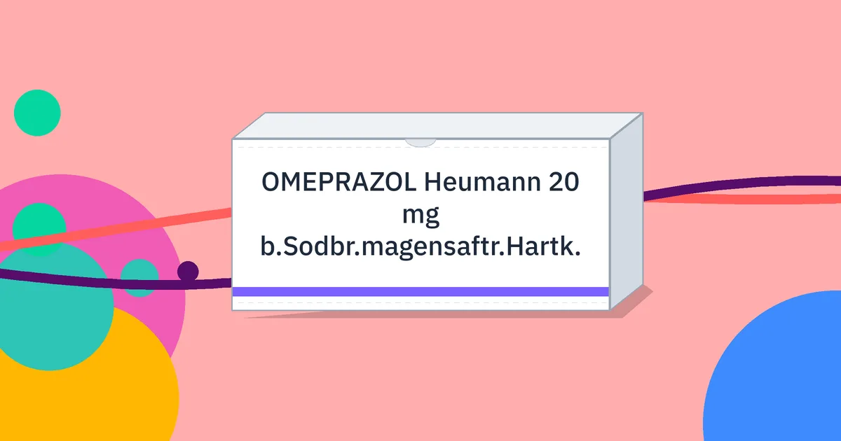 Symbolbild: Packung mit der Aufschrift OMEPRAZOL Heumann 20 mg b.Sodbr.magensaftr.Hartk. (PZN 07516480) – Verfügbarkeit und Bezug in Apotheken in Frankfurt am Main