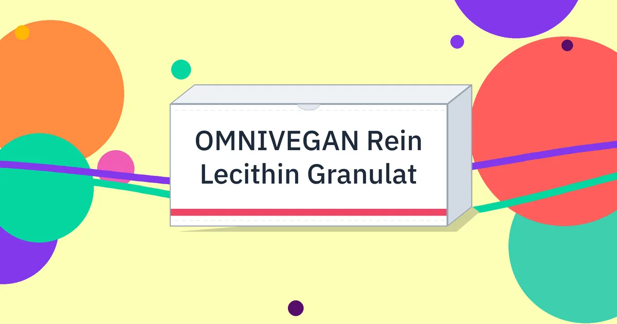 Symbolbild: Packung mit der Aufschrift OMNIVEGAN Rein Lecithin Granulat (PZN 19483679) – Verfügbarkeit und Bezug in Apotheken in Frankfurt am Main