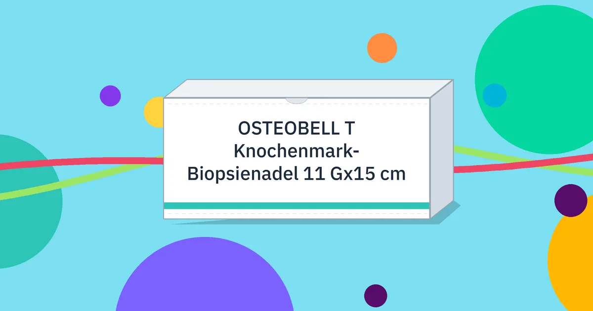 Symbolbild: Packung mit der Aufschrift OSTEOBELL T Knochenmark-Biopsienadel 11 Gx15 cm (PZN 19831689) – Verfügbarkeit und Bezug in Apotheken in Frankfurt am Main