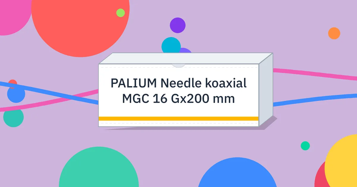Symbolbild: Packung mit der Aufschrift PALIUM Needle koaxial MGC 16 Gx200 mm (PZN 19734443) – Verfügbarkeit und Bezug in Apotheken in Frankfurt am Main