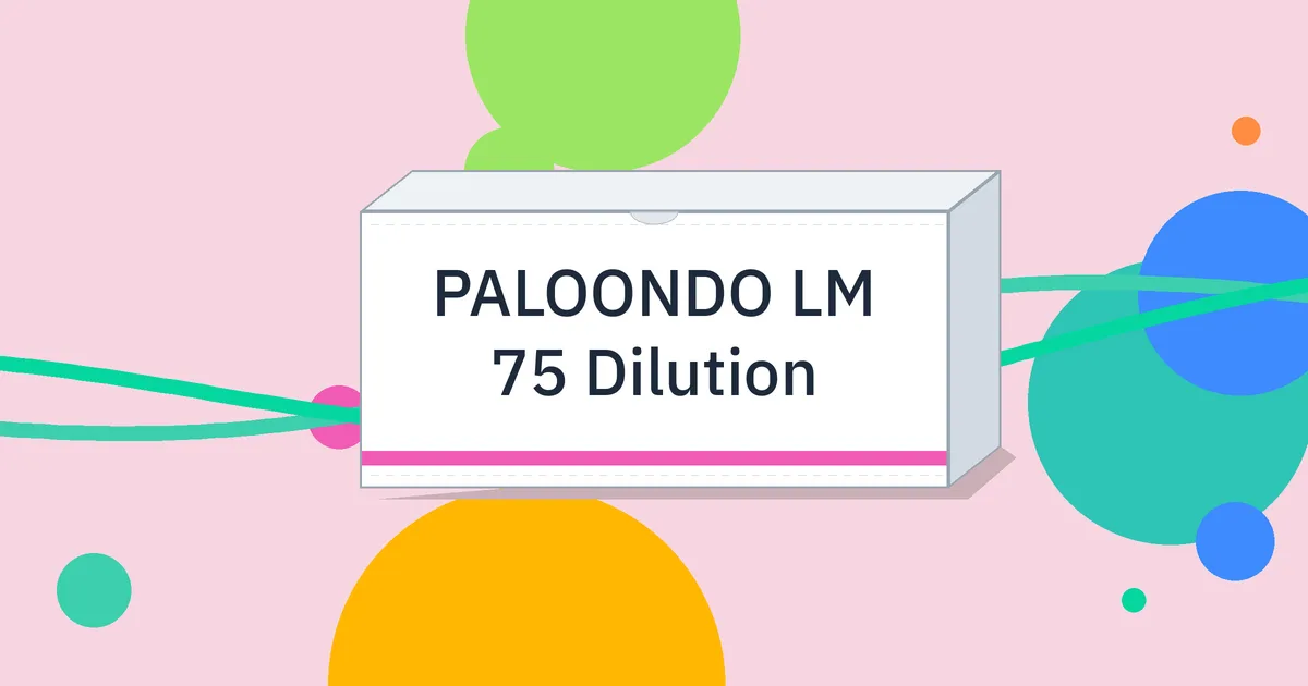 Symbolbild: Packung mit der Aufschrift PALOONDO LM 75 Dilution (PZN 13630599) – Verfügbarkeit und Bezug in Apotheken in Frankfurt am Main