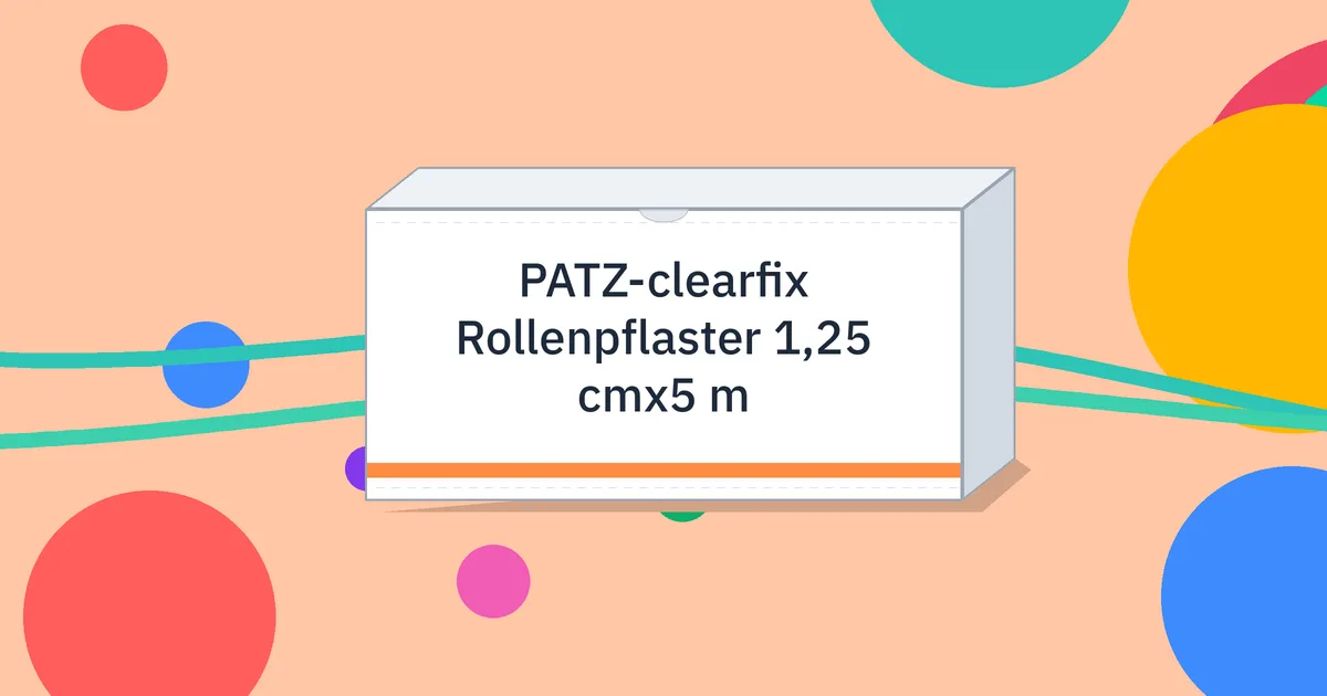 Symbolbild: Packung mit der Aufschrift PATZ-clearfix Rollenpflaster 1,25 cmx5 m (PZN 06813595) – Verfügbarkeit und Bezug in Apotheken in Frankfurt am Main