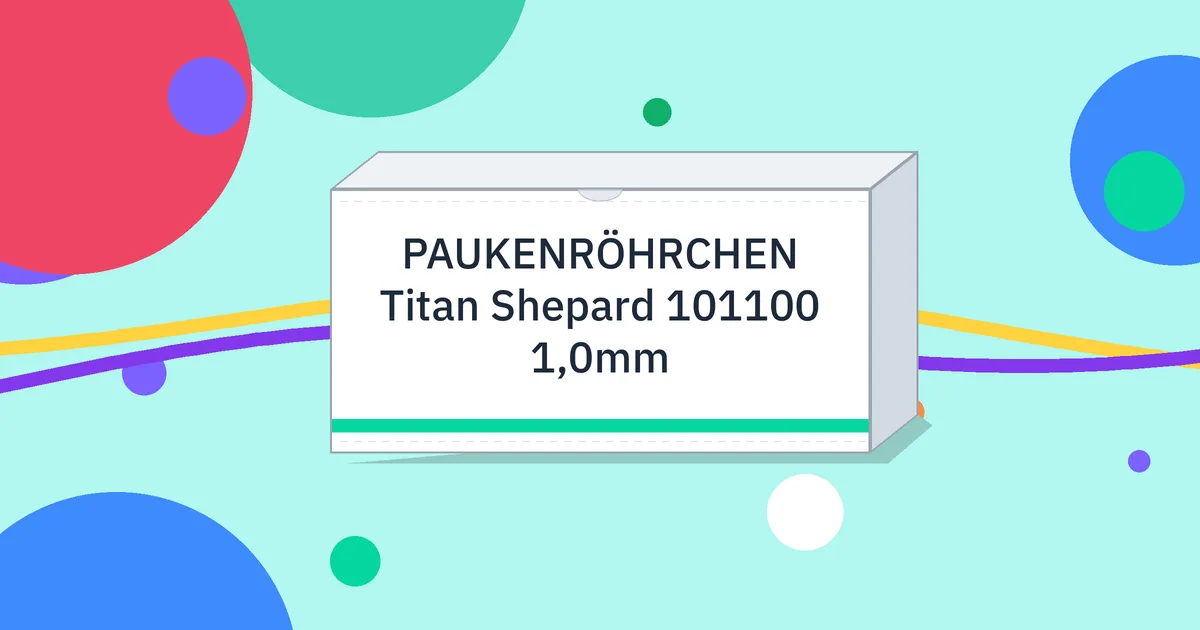 Symbolbild: Packung mit der Aufschrift PAUKENRÖHRCHEN Titan Shepard 101100 1,0mm (PZN 00911121) – Verfügbarkeit und Bezug in Apotheken in Frankfurt am Main