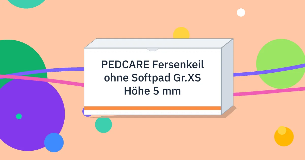 Symbolbild: Packung mit der Aufschrift PEDCARE Fersenkeil ohne Softpad Gr.XS Höhe 5 mm (PZN 13964171) – Verfügbarkeit und Bezug in Apotheken in Frankfurt am Main