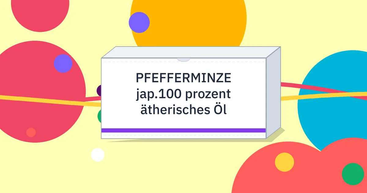 Symbolbild: Packung mit der Aufschrift PFEFFERMINZE jap.100 prozent ätherisches Öl (PZN 07204906) – Verfügbarkeit und Bezug in Apotheken in Frankfurt am Main