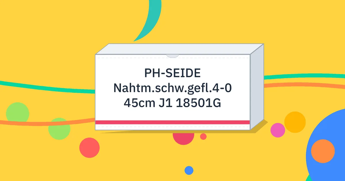 Symbolbild: Packung mit der Aufschrift PH-SEIDE Nahtm.schw.gefl.4-0 45cm J1 18501G (PZN 16254116) – Verfügbarkeit und Bezug in Apotheken in Frankfurt am Main