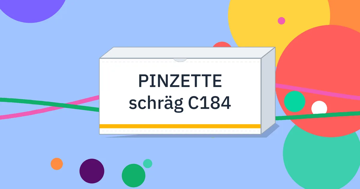 Symbolbild: Packung mit der Aufschrift PINZETTE schräg C184 (PZN 01451377) – Verfügbarkeit und Bezug in Apotheken in Frankfurt am Main