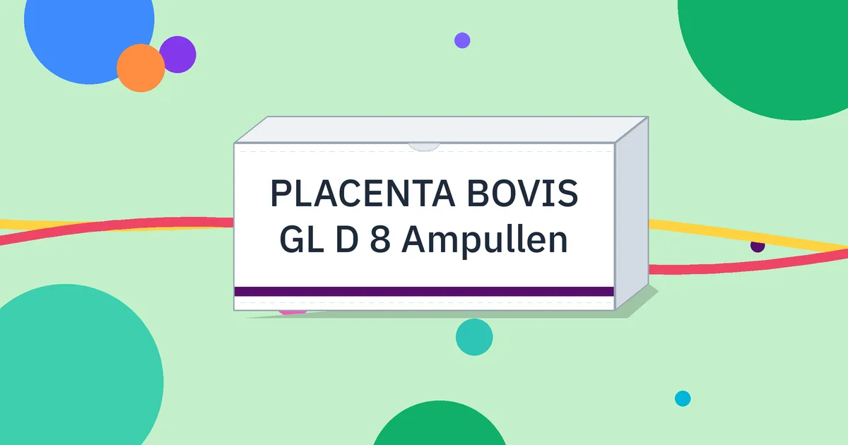Symbolbild: Packung mit der Aufschrift PLACENTA BOVIS GL D 8 Ampullen (PZN 03353354) – Verfügbarkeit und Bezug in Apotheken in Frankfurt am Main