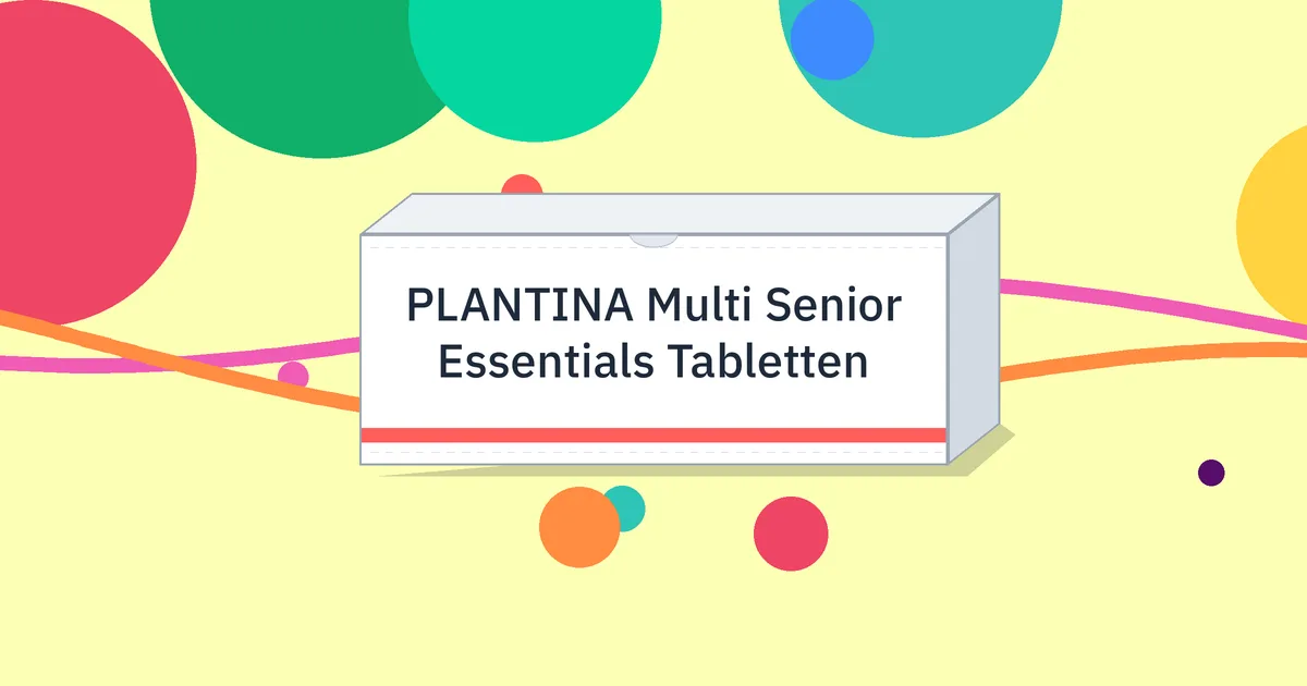 Symbolbild: Packung mit der Aufschrift PLANTINA Multi Senior Essentials Tabletten (PZN 17216052) – Verfügbarkeit und Bezug in Apotheken in Frankfurt am Main