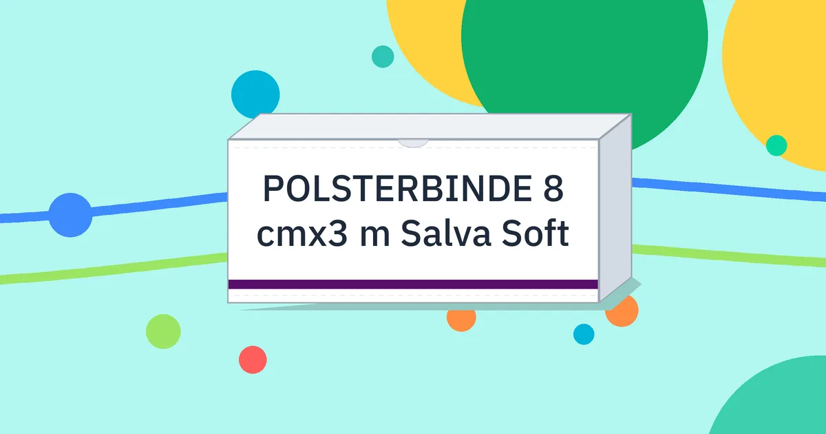Symbolbild: Packung mit der Aufschrift POLSTERBINDE 8 cmx3 m Salva Soft (PZN 10351456) – Verfügbarkeit und Bezug in Apotheken in Frankfurt am Main