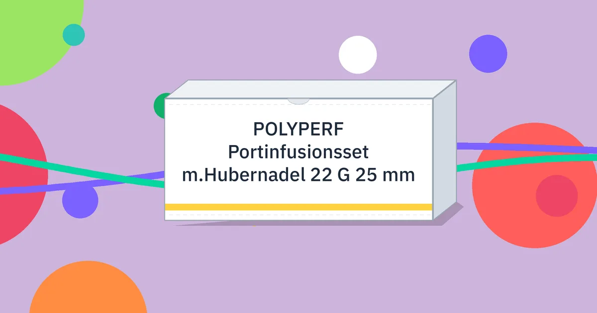 Symbolbild: Packung mit der Aufschrift POLYPERF Portinfusionsset m.Hubernadel 22 G 25 mm (PZN 17527852) – Verfügbarkeit und Bezug in Apotheken in Frankfurt am Main
