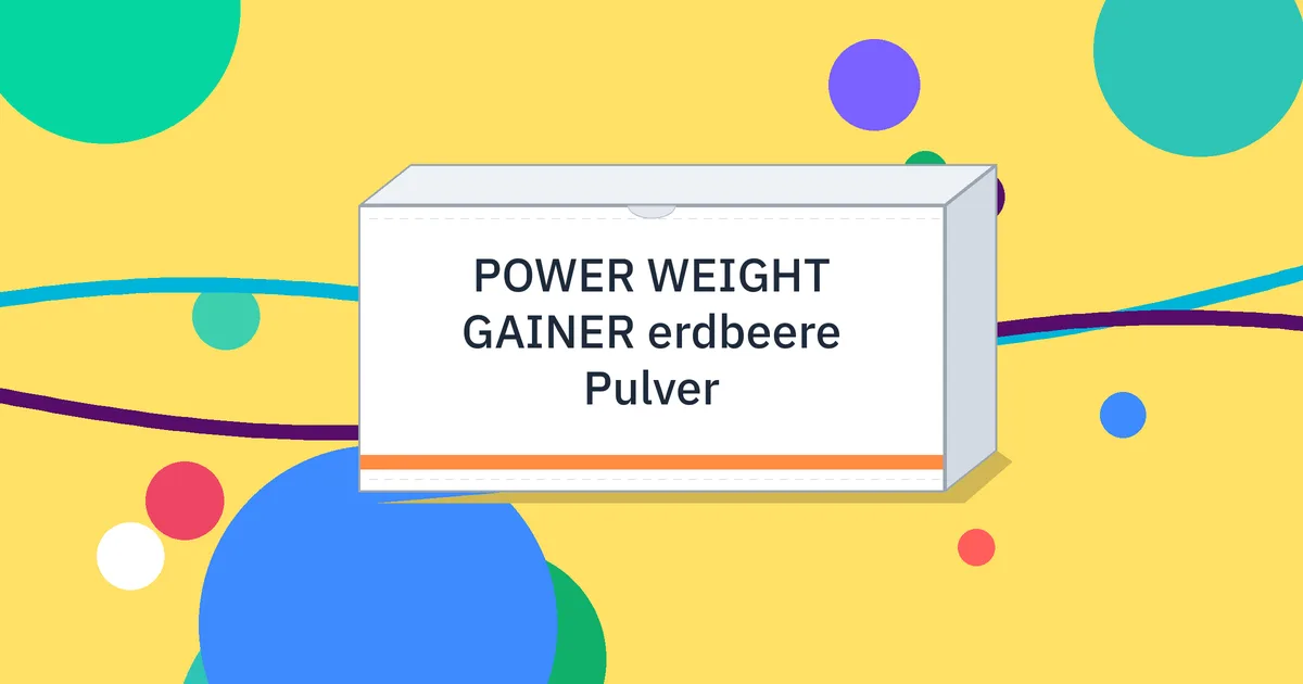 Symbolbild: Packung mit der Aufschrift POWER WEIGHT GAINER erdbeere Pulver (PZN 09493582) – Verfügbarkeit und Bezug in Apotheken in Frankfurt am Main