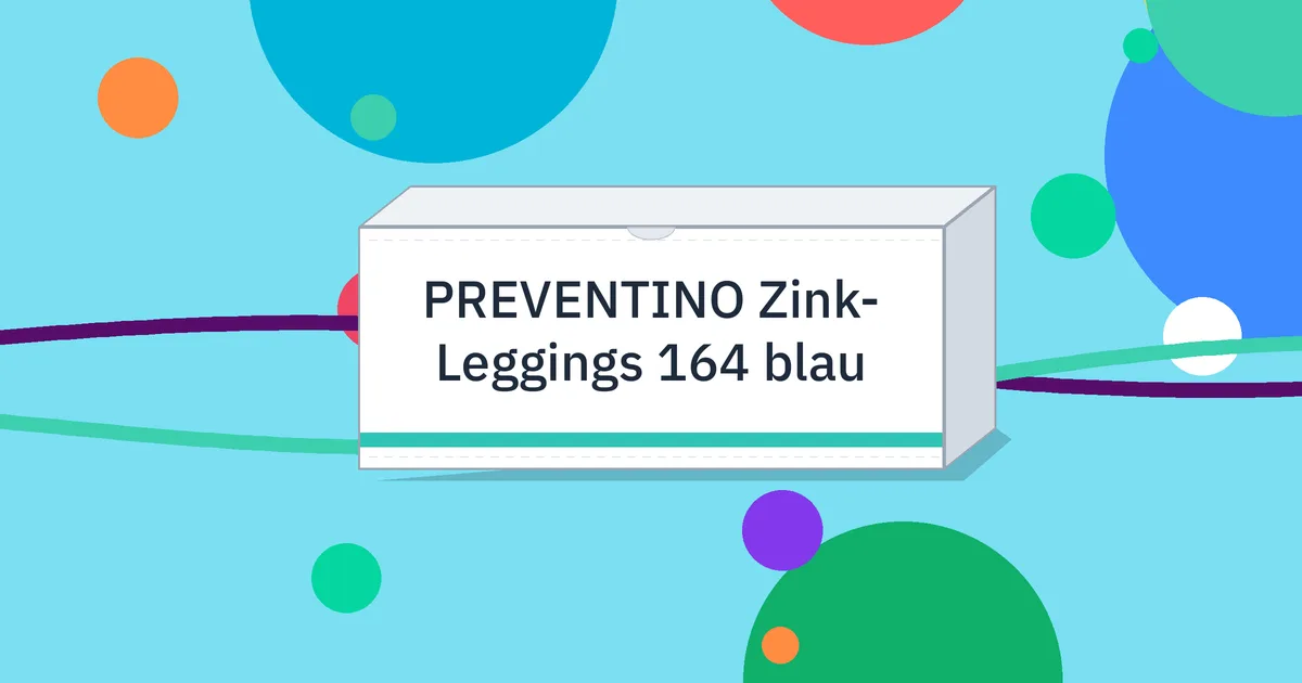 Symbolbild: Packung mit der Aufschrift PREVENTINO Zink-Leggings 164 blau (PZN 12447025) – Verfügbarkeit und Bezug in Apotheken in Frankfurt am Main