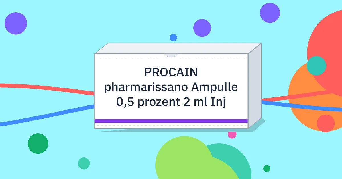 Symbolbild: Packung mit der Aufschrift PROCAIN pharmarissano Ampulle 0,5 prozent 2 ml Inj (PZN 16816086) – Verfügbarkeit und Bezug in Apotheken in Frankfurt am Main