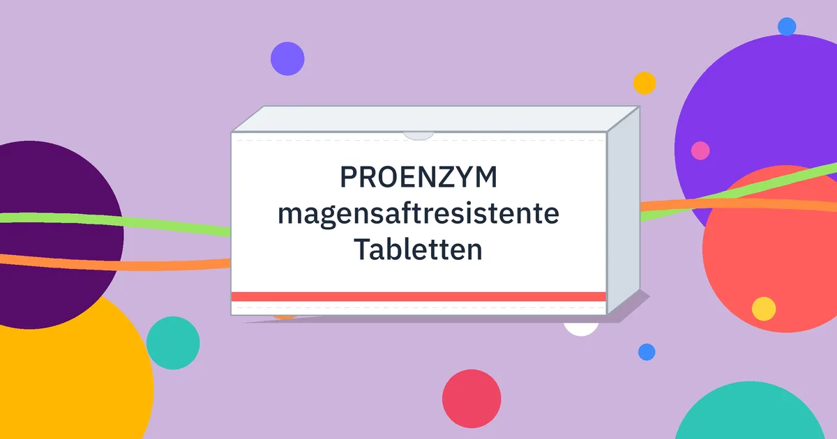 Symbolbild: Packung mit der Aufschrift PROENZYM magensaftresistente Tabletten (PZN 05880514) – Verfügbarkeit und Bezug in Apotheken in Frankfurt am Main