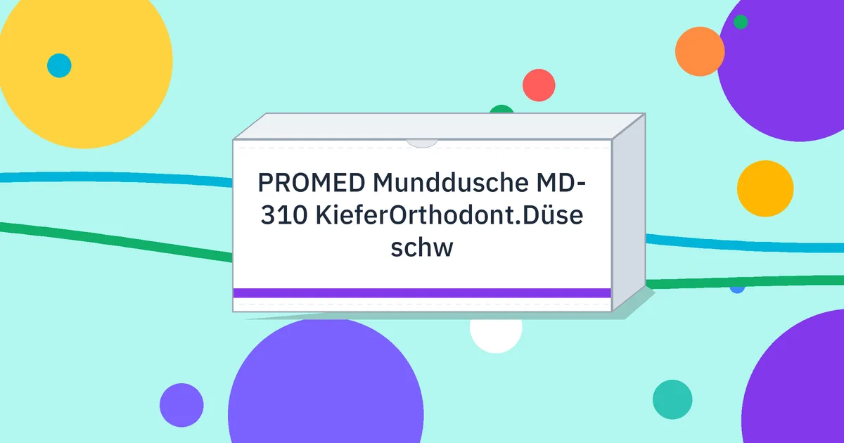 Symbolbild: Packung mit der Aufschrift PROMED Munddusche MD-310 KieferOrthodont.Düse schw (PZN 20843574) – Verfügbarkeit und Bezug in Apotheken in Frankfurt am Main