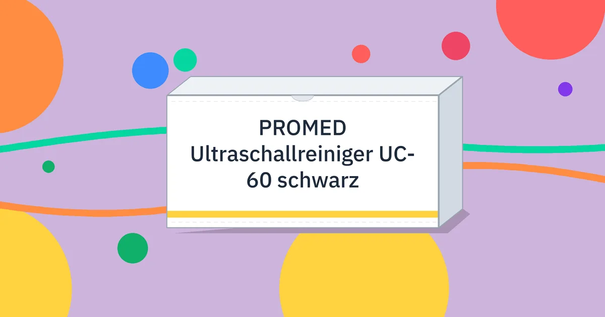 Symbolbild: Packung mit der Aufschrift PROMED Ultraschallreiniger UC-60 schwarz (PZN 20799703) – Verfügbarkeit und Bezug in Apotheken in Frankfurt am Main