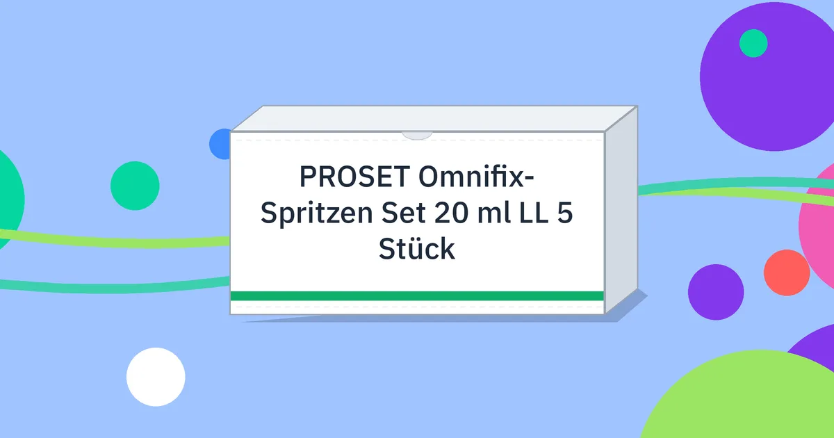 Symbolbild: Packung mit der Aufschrift PROSET Omnifix-Spritzen Set 20 ml LL 5 Stück (PZN 04835339) – Verfügbarkeit und Bezug in Apotheken in Frankfurt am Main