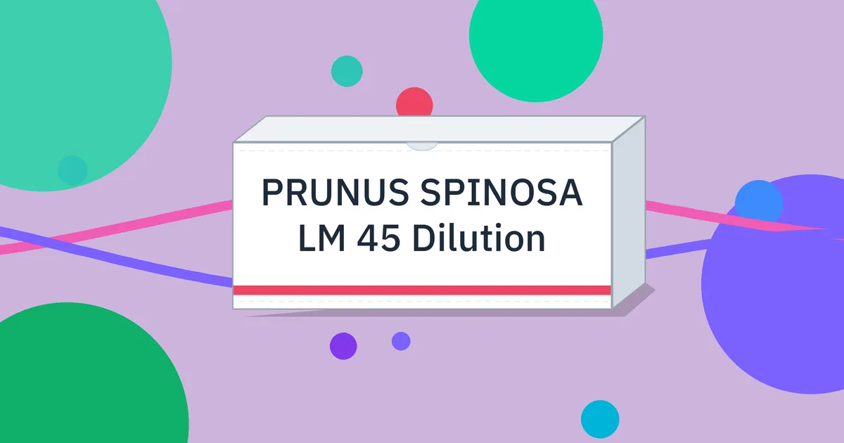 Symbolbild: Packung mit der Aufschrift PRUNUS SPINOSA LM 45 Dilution (PZN 13670110) – Verfügbarkeit und Bezug in Apotheken in Frankfurt am Main