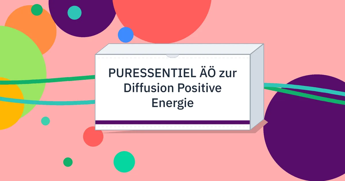 Symbolbild: Packung mit der Aufschrift PURESSENTIEL ÄÖ zur Diffusion Positive Energie (PZN 18225538) – Verfügbarkeit und Bezug in Apotheken in Frankfurt am Main
